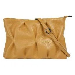 Umh&auml;ngetasche CLUTY, Damen, Gr. B/H/T: 24cm x 20cm x 5cm onesize, gelb, Leder, leicht gl&auml;nzend, unifarben, Taschen Umh&auml;ngetasche, echt Leder, Made in Italy