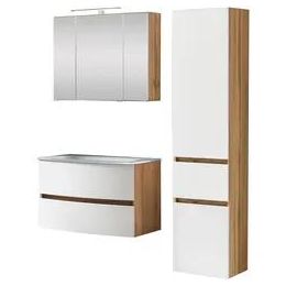 Badezimmer-Set Welltime "Kaunas", wei&szlig; (matt wei&szlig;, wotaneiche), B:120cm H:200cm T:49cm, Kastenm&ouml;bel-Sets, bestehend aus Waschtisch-Set mit Seitenschrank, Breite 120 cm