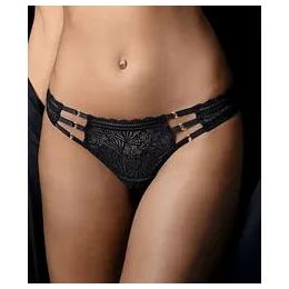 String Lascana, Damen, Gr. 44/46, schwarz, Spitze, Obermaterial: 90% Polyamid, 10% Elasthan, k&ouml;rpernah, Unterhosen String, mit extravaganten Schmuckringen vorn