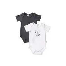 Body Liliput, Jungen, Gr. 86/92, EURO-Gr&ouml;&szlig;en, grau (wei&szlig;, anthrazit), 100% Baumwolle, bedruckt, unifarben, kurz, Bodys Body, im 2er-Pack aus Bio-Baumwolle