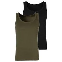 H.I.S. Tanktop H.I.S, Herren, Gr. XXL, gr&uuml;n (khaki, schwarz), Feinripp, Obermaterial: 100% Baumwolle, meliert, unifarben, Basic, k&ouml;rpernah, tiefer Rundhals, Tops Tanktop, schlichtes Basic, auch zum Unterziehen
