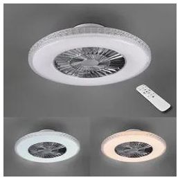 Trio REALITY LEUCHTEN LED Deckenleuchte "Harstad Deckenventilator", grau (chromfarben), 1, &Oslash; 60cm H: 19cm, 1 Stk., Leuchten, Deckenlampe, Ventilator, Fernbedienung, Ventilator getrennt schaltbar, LED Deckenleuchte