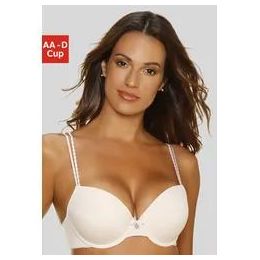Push-up-BH Lascana, Damen, Gr. 90, Cup C, beige (puder), Microtouch, Obermaterial: 82% Polyamid (TACTEL), 18% Elasthan (LYCRA), BHs Push-up-BH, mit B&uuml;gel und mit Spaghettitr&auml;gern, Dessous, Topseller