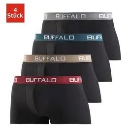 Hipster Buffalo, Herren, Gr. L, 4 Stk., schwarz, Jersey, Obermaterial: 95% Baumwolle, 5% Elasthan, unifarben, k&ouml;rpernah, Unterhosen, knapp sitzende Boxershorts mit Kontrastbund aus Baumwollmischung