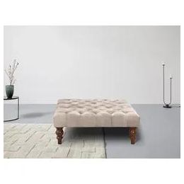 Polsterhocker Home Affaire "Chesterfield", beige (creme), B:90cm H:35cm T:90cm, 100% Polyester, Hocker, Polsterhocker, mit Knopfheftung, auch in Leder