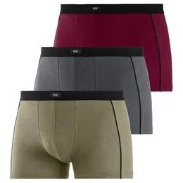 H.I.S. Boxer H.I.S "Boxershorts f&uuml;r Herren", Herren, Gr. 8 (XXL), 3 Stk., bunt (grau, olivgr&uuml;n, bordeaux), Jersey, Obermaterial: 95% Baumwolle, 5% Elasthan, unifarben, Unterhosen, mit schmalen Piping an den Seiten