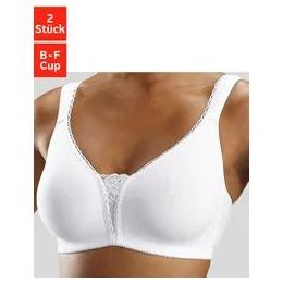 Soft-BH Petite Fleur, Damen, Gr. 80, Cup D, wei&szlig; (2xwei&szlig;), Jersey, Obermaterial: 90% Baumwolle, 5% Elasthan, 5% Polyamid, BHs Soft-BH, ohne B&uuml;gel mit Spitzen-Details