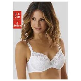 B&uuml;gel-BH Petite Fleur, Damen, Gr. 75, Cup C, wei&szlig; (2xwei&szlig;), Spitze, Obermaterial: 90% Polyamid, 10% Elasthan, BHs BH Spitzenw&auml;sche Spitzen-BH B&uuml;gelloser-BH, aus Spitze, mit dekorativen Tr&auml;gern, Dessous