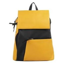 Cityrucksack CLUTY, Damen, Gr. B/H/T: 27cm x 30cm x 4cm, onesize, gelb, Leder, Rindsleder, Rucks&auml;cke Cityrucksack, echt Leder, Made in Italy