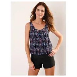 Tankini-Top, Damen, Gr. 48, Cup D, blau (blau, gemustert), Elasthan, Polyamid, Bikini-Oberteile