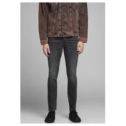 Jack & Jones Slim-fit-Jeans JACK & JONES "JJIGLENN Slim-Fit mit Stretch und praktischer 5-Pocket-Form", Herren, Gr. 32, L&auml;nge 32, grau (grau denim), Denim/Jeans, Obermaterial: 70% Baumwolle, 28% Polyester, 2% Elasthan, Abriebeffekte, slim fit kn&ouml;chellang, Jeans Slim-fit-Jeans, Baumwollmischung, slim fit