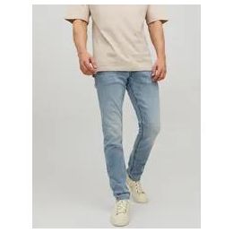 Jack & Jones Slim-fit-Jeans JACK & JONES "JJIGLENN &ndash; Jeans mit Stretch und figurbetonter Silhouette", Herren, Gr. 33, L&auml;nge 34, blau (blau denim), Denim/Jeans, Obermaterial: 86% Baumwolle, 12% Polyester, 2% Elasthan, schmal lang, Jeans Slim-fit-Jeans, Used, modisch, slim fit, Denim/Jeans