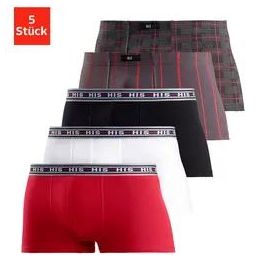 H.I.S. Hipster H.I.S, Damen, Gr. XL, 5 Stk., rot, Jersey, Obermaterial: 95% Baumwolle, 5% Elasthan, unifarben, k&ouml;rpernah, Unterhosen, knapp sitzende Boxershorts aus Baumwoll-Stretch