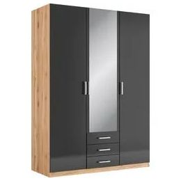 Kleiderschrank Priess "Amsterdam, viel Stauraum durch viele Schubk&auml;sten", schwarz (astkernbuche, schwarz), B:140cm H:193cm T:56cm, Holzwerkstoff, Schr&auml;nke, Kleiderschrank, mit oder ohne LED-Beleuchtung