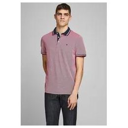 Jack & Jones Poloshirt JACK & JONES "JJEPAULOS Poloshirt mit klassischem Kragen und figurbetonter Form", Herren, Gr. XXL, rot (erdrot), Piqu&eacute;, Obermaterial: 100% Baumwolle, unifarben mit Farbeinsatz, schmal, Shirts, Logostickerei, modisch, schmal, Baumwolle, Polokragen