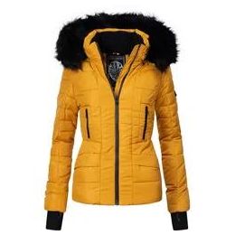 Steppjacke Navahoo "Adele", Damen, Gr. S (36), gelb, Obermaterial: 100% Polyester. Futter: 100% Polyester. Wattierung: 100% Polyester. &Auml;rmelfutter: 100% Polyester. Kunstpelz: 90% Polyacryl, 10% Polyester, kontrastfarbene Details, figurbetont Po-bedeckend, &Auml;rmel ohne &Auml;rmelschlitz Rippstrickb&uuml;ndchen kontrastfarben,mit Daumenl&ouml;chern,mit Rei&szlig;verschluss, Jacken Steppjacke, hochwertige Winterjacke mit e