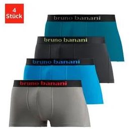 Hipster Bruno Banani, Damen, Gr. L, 4 Stk., bunt (grau, t&uuml;rkis, schwarz, petrol), Jersey, Obermaterial: 95% Baumwolle, 5% Elasthan, unifarben, k&ouml;rpernah, Unterhosen, knapp sitzende Boxershorts mit Logo Webbund aus Baumwollmischung
