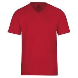 T-Shirt TRIGEMA "TRIGEMA V-Shirt DELUXE", Damen, Gr. 3XL, braun (kirsch), 50% Baumwolle, 50% Polyester, Basic, Shirts T-Shirt