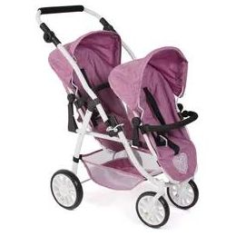 Bayer Chic 2000 Puppen-Zwillingsbuggy CHIC2000 "Vario, Jeans Pink", rosa (jeans pink), Puppenwagen, KinderB:71cm H:79cm T:71cm, Kunststoff, Metall, Stoff, B:71cm H:79cm T:71cm