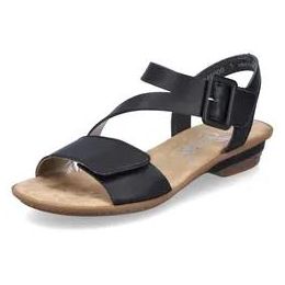 Sandalette Rieker, Damen, Gr. 37, schwarz (schwarz, schwarz), Lederimitat, unifarben, Schuhe Sandalette, Sommerschuh, Sandale, Keilabsatz, mit Klett