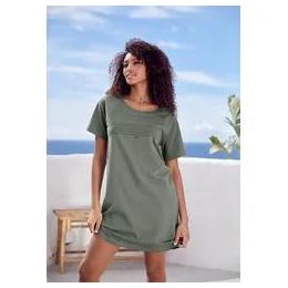 Bigshirt Kangaroos, Damen, Gr. 44/46, gr&uuml;n (khaki), Single Jersey, Obermaterial: 100% Baumwolle, bedruckt, l&auml;ssig geschnitten mini, Rundhals, Raglan&auml;rmel, Shirts Sleepshirt Nachthemd, mit Slogan-Frontdruck