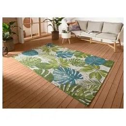 Outdoorteppich Hanse Home "Tropical Leaves", bunt (t&uuml;rkis,gr&uuml;n), B:80cm H:3mm L:165cm, Polyester, Polypropylen (PP), Teppiche, Outdoorteppich, In-& Outdoor, Wetterfest, Balkon, Garten, Wohnzimmer, Floral, Palme