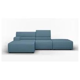 Ecksofa Egoitaliano "Babouche, Designsofa mit au&szlig;ergew&ouml;hnlichem Sitzkomfort zum Wohlf&uuml;hlen", blau (hellblau), B:287cm H:80cm T:98cm, Luxus-Micofaser Lederoptik (100% Polyester) ist ein neues technisches Gewebe mit einem visuellen und taktilen Aspekt, der dem Nubuk sehr nahe kommt, mit innovativen Eigenschaften. Seine au&szlig;erordentliche Weichheit kommt von einem exklusiven Produktionsprozess, der Unr