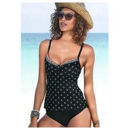 B&uuml;gel-Tankini-Top Lascana "Kimer", Damen, Gr. 50, Cup B, schwarz (schwarz, bedruckt), Polyamid, bedruckt, gemustert, Bikini-Oberteile, mit modernem Print