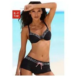 B&uuml;gel-Bikini Kangaroos, Damen, Gr. 42, Cup G, schwarz, Polyamid, kontrastfarbene Details, unifarben mit Farbeinsatz, Bikini-Sets B&uuml;gel-Bikini, mit modischem Print, verstellbare Tr&auml;ger