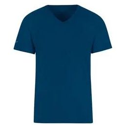 T-Shirt TRIGEMA "TRIGEMA V-Shirt aus 100% Bio-Baumwolle (kbA)", Damen, Gr. L, blau (saphir, c2c), 100% Baumwolle (Bio-Baumwolle kbA), Basic, Shirts T-Shirt