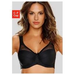 Minimizer-BH Nuance, Damen, Gr. 90, Cup D, schwarz, Netz, Obermaterial: 71% Polyamid, 29% Elasthan, Basic, BHs Minimizer-BH, mit B&uuml;gel und transparentem T&uuml;ll im Obercup &ndash; ideal f&uuml;r gro&szlig;e Gr&ouml;&szlig;en