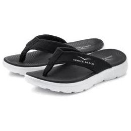 Badezehentrenner Venice Beach "Sandale, Badeschuh, Sommerschuhe, Badelatsche, Flip Flop, Badeschlappe", Damen, Gr. 36, schwarz, Obermaterial: 100% Textilmaterial. Decksohle: 100% Synthetik. Futter: 100% Textilmaterial. Laufsohle: 100% Synthetik, unifarben, Schuhe, Zehentrenner mit wasserabweisender und leichter Sohle VEGAN