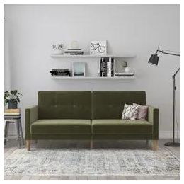 3-Sitzer DOREL HOME "Lilly", gr&uuml;n (olive), B:207cm H:82cm T:82cm, Veloursstoff 100% Polyester, Sofas, Bett-Funktion, R&uuml;ckenlehne 3-fach verstellbar, Sitzh&ouml;he 43 cm