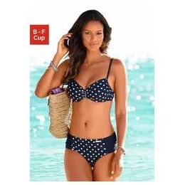 B&uuml;gel-Bikini Lascana, Damen, Gr. 38, Cup E, blau (marine, wei&szlig;), Polyamid, bedruckt, Bikini-Sets B&uuml;gel-Bikini, mit Zier-Accessoires