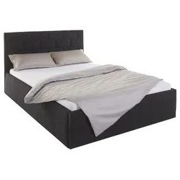 Polsterbett, schwarz, Liegefl&auml;che L&auml;nge B: 200cm x 140cm, H&ouml;he Bettseite: 34cm, Bonnell-Federkernmatratze Gewicht bis: 80 kg H2, Bezug Bett: 100% Polyester;Bonnell-Federkernmatratze: 51% Polypropylen, 39% Polyester, 10% Baumwolle;Kaltschaummatratze: 100% Polyester, Bezug abnehm- und waschbar bis 60C, Westfalia Schlafkomfort, Betten, Polsterbett, inkl. Bettkasten bei Ausf&uuml;hrung mit Matratze