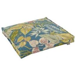 HOCK Sitzkissen H.O.C.K. "Eliza-Bouquet Outdoor Sitzkissen", blau (petrol, gebl&uuml;mt gemustert), B:50cm H:5cm L:50cm, Polyacryl (dralon), Dekokissen_Sitzkissen_Kissenh&uuml;llen, Sitzkissen, Outdoor geeignet