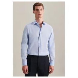Businesshemd Seidensticker "Schwarze Rose", Herren, Gr. XXL (45), verl&auml;ngerte &Auml;rmell&auml;ngen, blau, 100% Baumwolle, unifarben, slim fit, 2-Knopf-Manschette, Hemden, Slim 1/1 Extra lang Kentkragen Uni