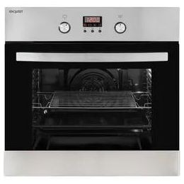 Exquisit Backofen "EBE 65-1H", Energieeffizienz: A (A+++-D), silber (silberfarben), B:59,5cm H:59,5cm T:57,5cm, Back&ouml;fen, Hei&szlig;luft&Pizzastufe - ideal f&uuml;r ein Pizzabacken zuhauseTimer-Funktion