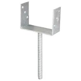 GAH Alberts U-Pfostentr&auml;ger ALBERTS, grau (feuerverzinkt), B:14,1cm T:6cm, Stahl, Bodenanker, feuerverzinkt, lichte Breite 141 mm, L&auml;nge Betonanker 200 mm