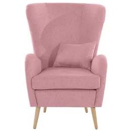 Sessel Home Affaire "Sallito, Ohrensessel, TV-Sessel", rosa (rose), B:76cm H:109cm T:85cm, Struktur Hahnentritt (67% Polypropylen, 33% Polyester);Samtoptik (100% Polyester);Fellimitat (100% Polyester);Samtcord (92% Polyester, 8% Polyamid);Struktur (100% Polyester);Struktur fein (100% Polyester), Sessel, Sessel, f&uuml;r Wohnzimmer, auch in Samtcord