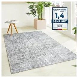Teppich LUXOR living "Lago", grau (grau, anthrazit), B:200cm H:6mm L:290cm, Polyester, Teppiche, Teppich, faltbarer Teppich, modernes Design, waschbar, In- und Outdoor geeignet