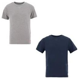 Levi's T-Shirt LEVI'S KIDS "2PK CREW NECK TEE", Jungen, Gr. S (122/128), blau (marineblau), Jersey, Graumeliert (Obermaterial): 60% Baumwolle, 40% Polyester. Obermaterial: 100% Baumwolle, Basic, Rundhals, Shirts T-Shirt, for BOYS