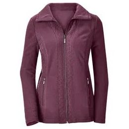 Fleecejacke Casual Looks, Damen, Gr. 48, rot (bordeaux), 100% Polyester, unifarben, figurumspielend, Jacken Fleecejacke