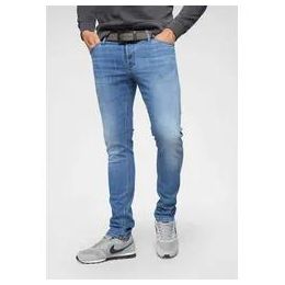 Jack & Jones Slim-fit-Jeans JACK & JONES "JJIGLENN Slim-Fit mit Stretch und praktischer 5-Pocket-Form", Herren, Gr. 34, L&auml;nge 32, blau (light blau denim), Denim/Jeans, Obermaterial: 70% Baumwolle, 28% Polyester, 2% Elasthan, Abriebeffekte, slim fit kn&ouml;chellang, Jeans Slim-fit-Jeans, Baumwollmischung, slim fit, Topseller