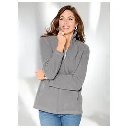 Fleecejacke Classic Basics, Damen, Gr. 52, grau, 100% Polyester, unifarben, figurumspielend, Jacken Fleecejacke