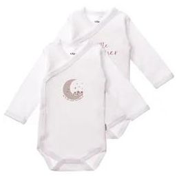 Body Liliput "Little Dreamer", Jungen, Gr. 50/56, EURO-Gr&ouml;&szlig;en, wei&szlig;, 100% Baumwolle, bedruckt, kurz, V-Ausschnitt, Bodys Body, im 2er-Pack mit niedlichen Prints