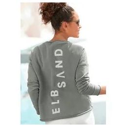 Sweatshirt ELBSAND "Raina", Damen, Gr. S (36), gr&uuml;n, Sweatware, Obermaterial: 95% Baumwolle, 5% Elasthan, unifarben, figurumspielend h&uuml;ftlang, Rundhals, Sweatshirts Sweatshirt, mit Logoprint am R&uuml;cken, sportlich-casual, Topseller