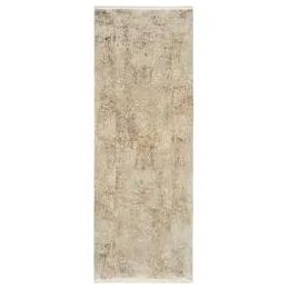 L&auml;ufer OCI DIE TEPPICHMARKE "BESTELLER CAVA", beige (beige, goldfarben), B:80cm H:8mm L:250cm, Viskose, Teppiche, L&auml;ufer, Glanz Viskose, mit Fransen, Hoch Tief Struktur, Vintage, Wohnzimmer