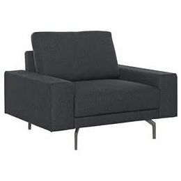 Sessel "CR.450, Designsessel, Loungesessel", grau (schwarzgrau 064, 57), B:120cm H:85cm T:95cm, NaturLEDER OSKAR (echtes Rindsleder);Flachgewebe VICTORIA (41% Polyacryl 38% Polyester 21% Baumwolle), CREATION BY ROLF BENZ, Sessel, Sessel, Armlehne breit niedrig, Alugussf&uuml;&szlig;e in umbragrau, Breite 120 cm