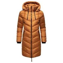 Wintermantel Marikoo "Armasa", Damen, Gr. S (36), braun (zimt), Oberstoff: 100% Polyester; Futter: 100% Polyester; Wattierung: 100% Polyester; &Auml;rmelfutter: 100% Polyester, tailliert ca. Mitte Oberschenkel, hoch geschlossener Ausschnitt, &Auml;rmel ohne &Auml;rmelschlitz Rippstrickb&uuml;ndchen, M&auml;ntel Wintermantel, modischer Damen Winter Steppmantel mit Kapuze